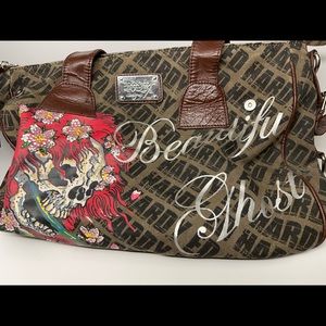 Ed Hardy | Bags | Vintage Ed Hardy Canvasleather Purse | Poshmark